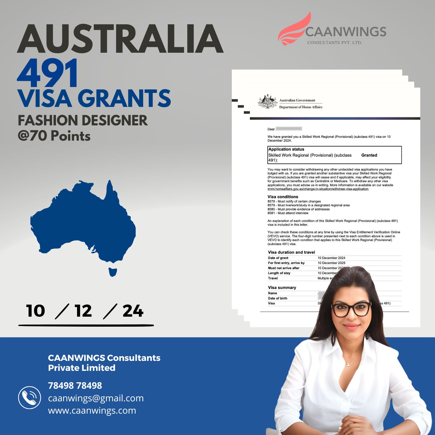 𝐀𝐔𝐒𝐓𝐑𝐀𝐋𝐈𝐀 𝟒𝟗𝟏 Skilled Migrant Visa Grant for 𝐅𝐚𝐬𝐡𝐢𝐨𝐧 𝐃𝐞𝐬𝐢𝐠𝐧𝐞𝐫 @𝟕𝟎𝐩𝐨𝐢𝐧𝐭𝐬 ...